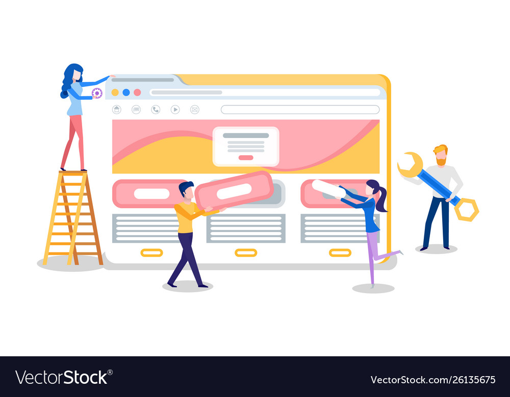 Web site creation browser tab and online page Vector Image