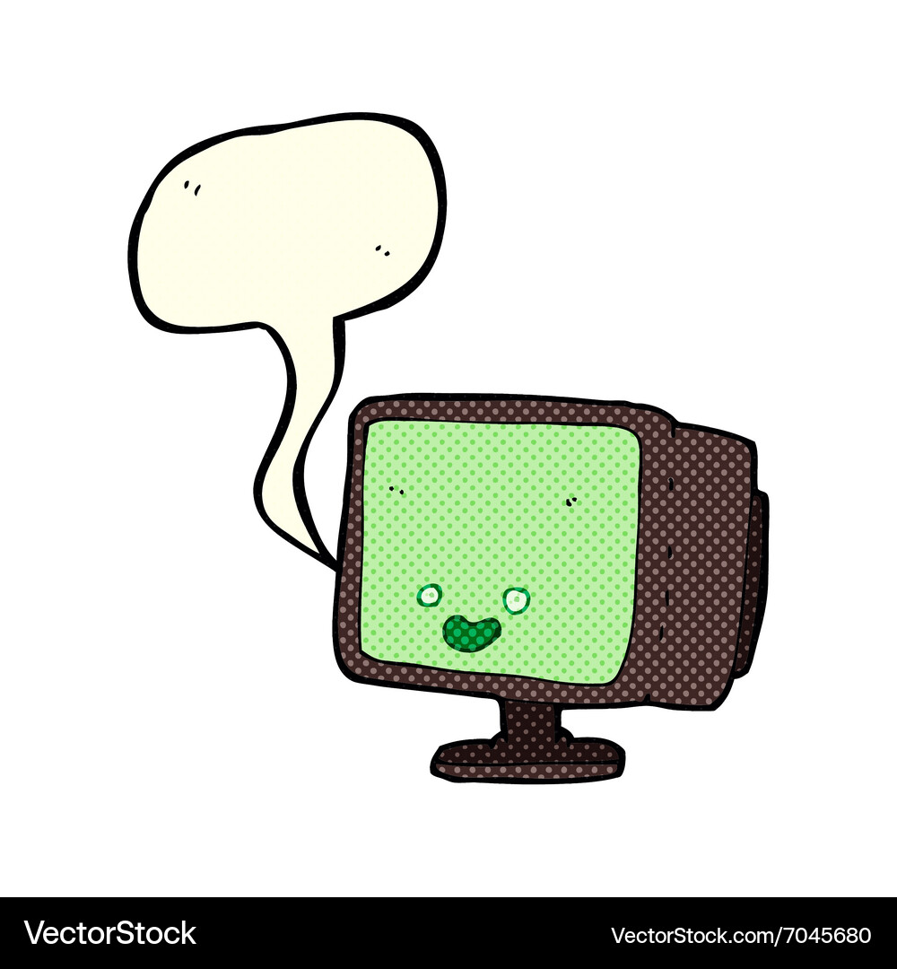 Cartoon computer screen with speech bubble Vector Image