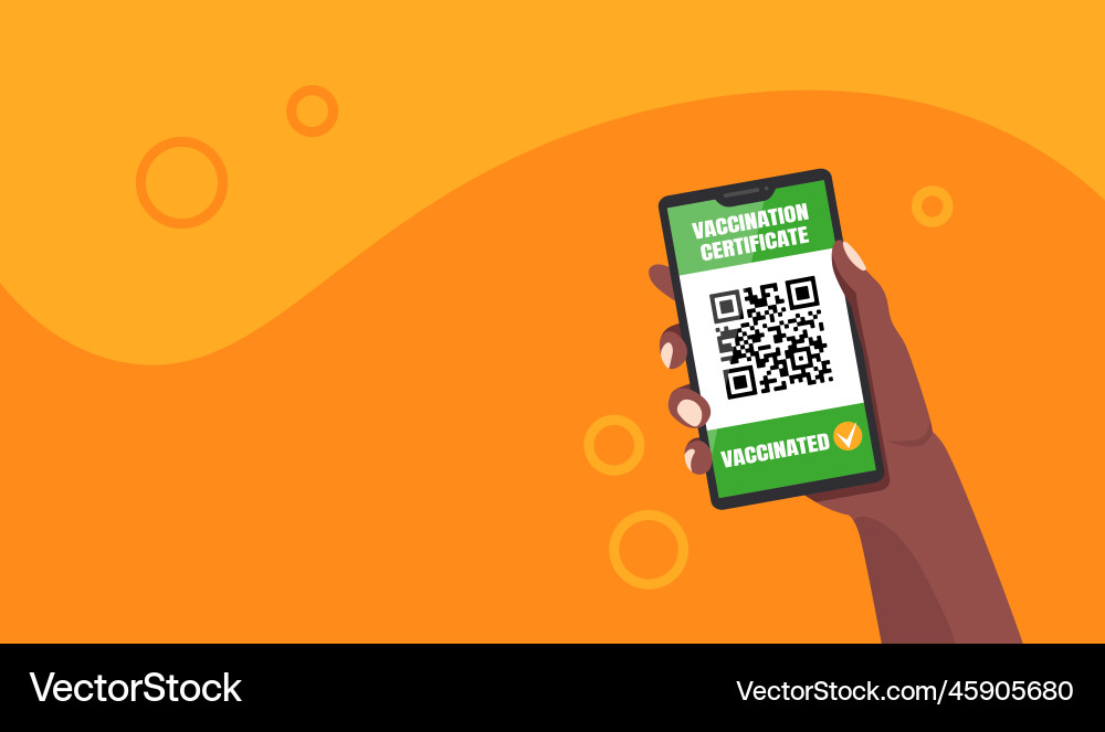 Corona pass mobile cell phone approval vaccine Vector Image