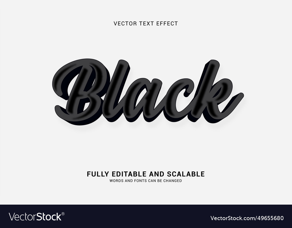 Editable text effect black style Royalty Free Vector Image