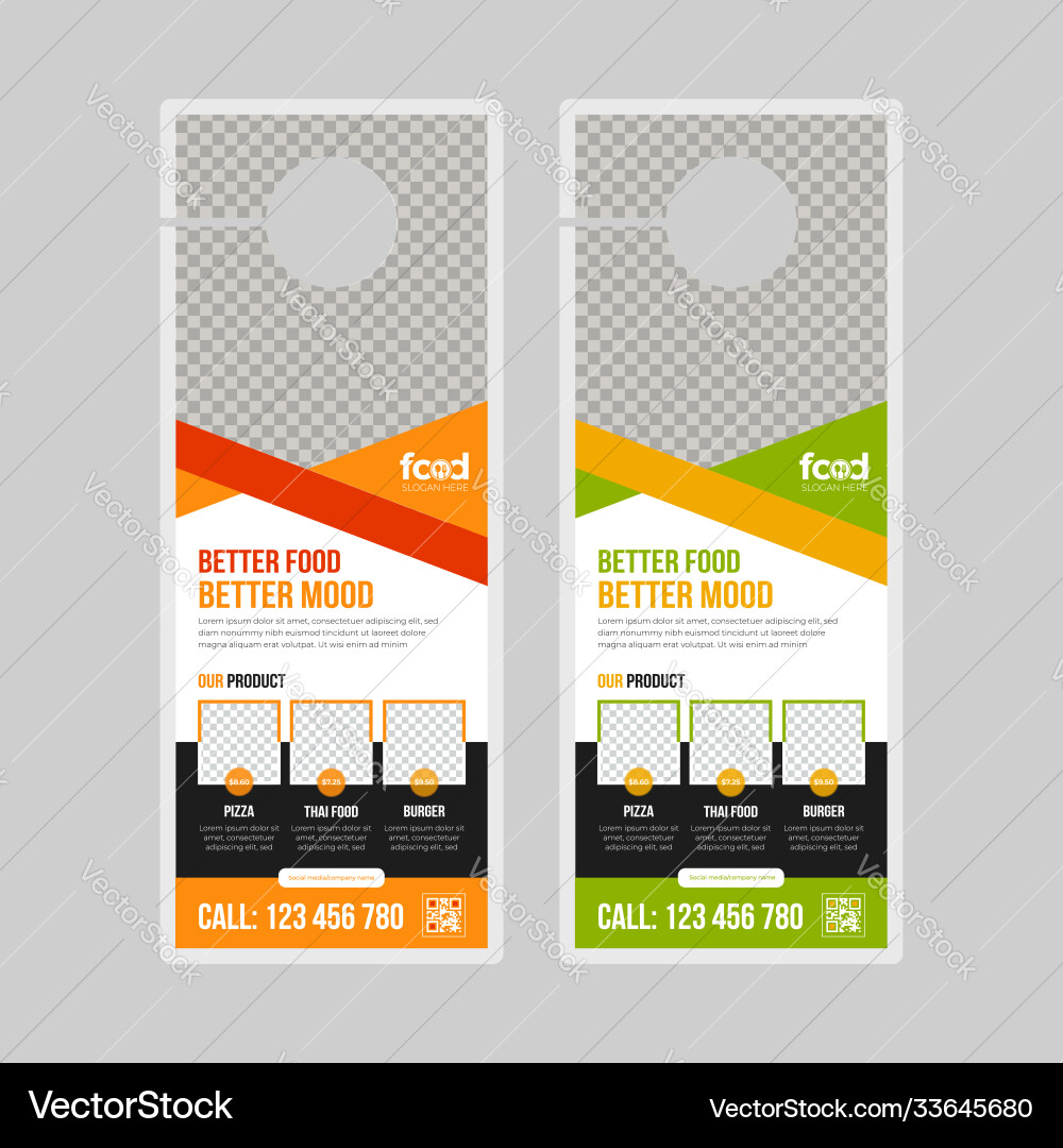 Food door hanger template Royalty Free Vector Image
