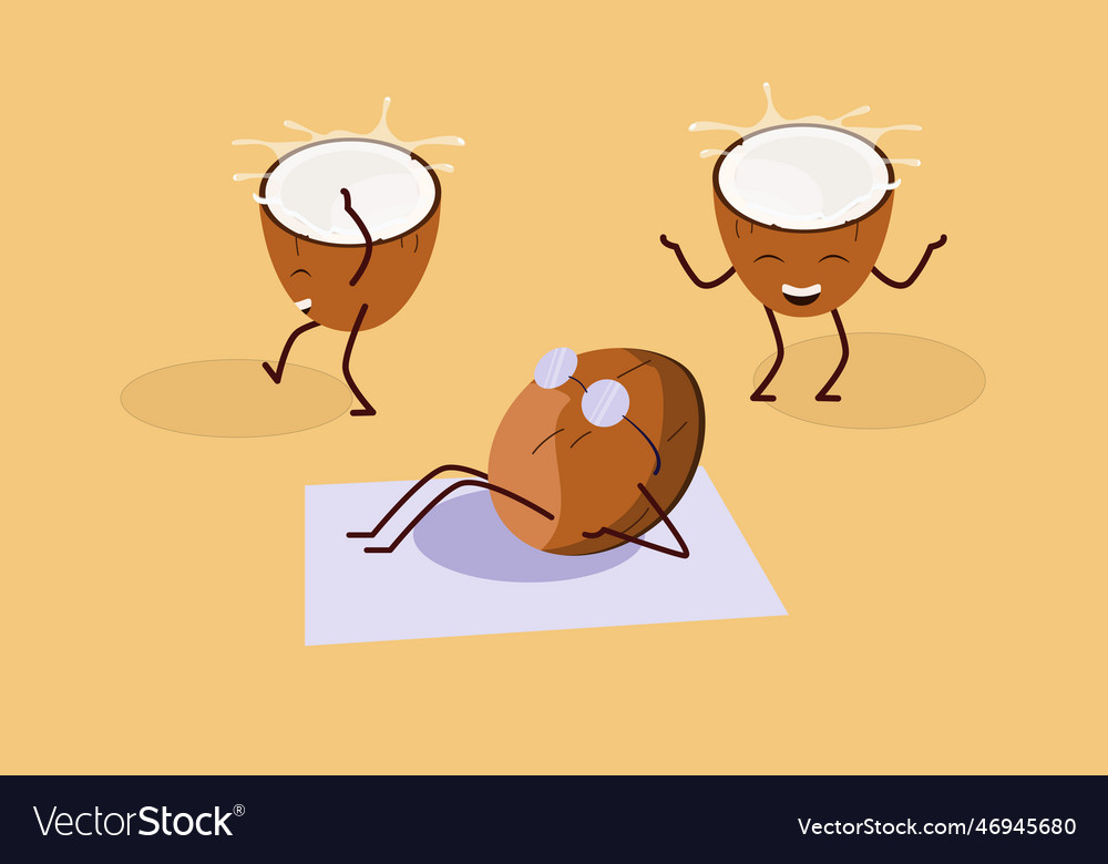 Funny dancing coconuts Royalty Free Vector Image
