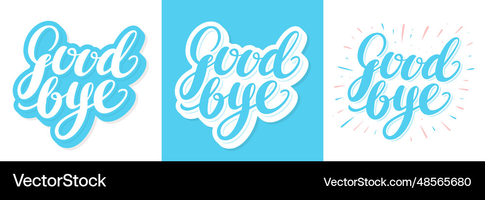 Goodbye farewell cards handwritten Royalty Free Vector Image