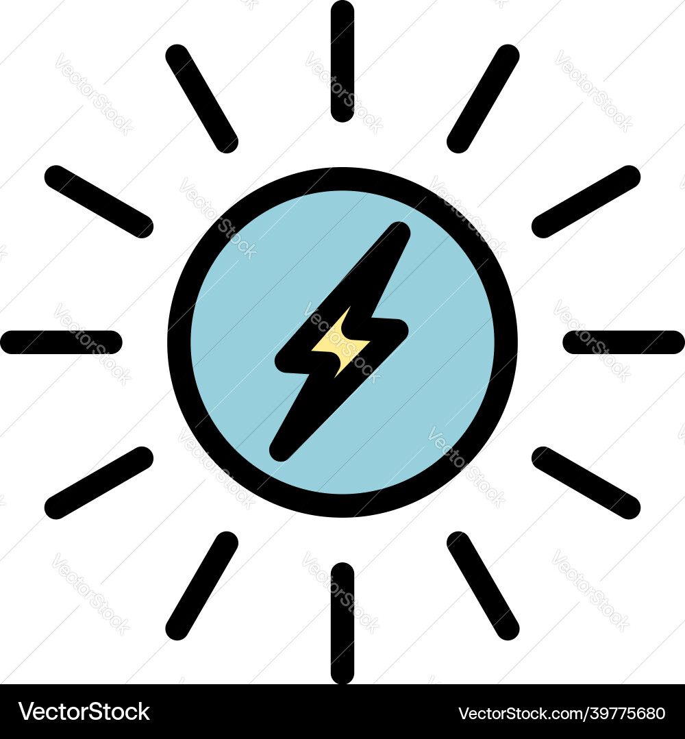 Light solar energy icon color outline Royalty Free Vector