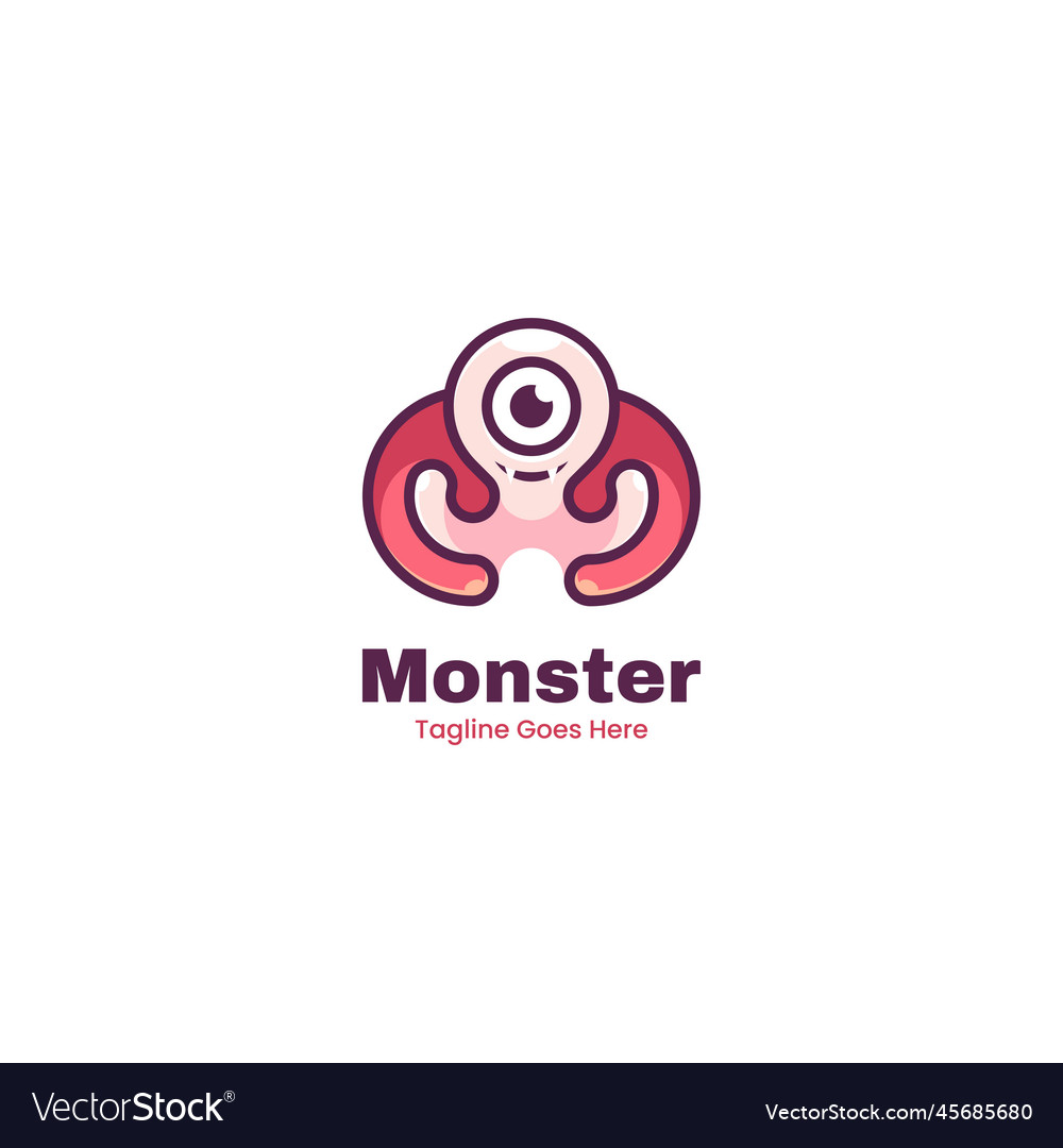 Logo monster simple mascot style Royalty Free Vector Image