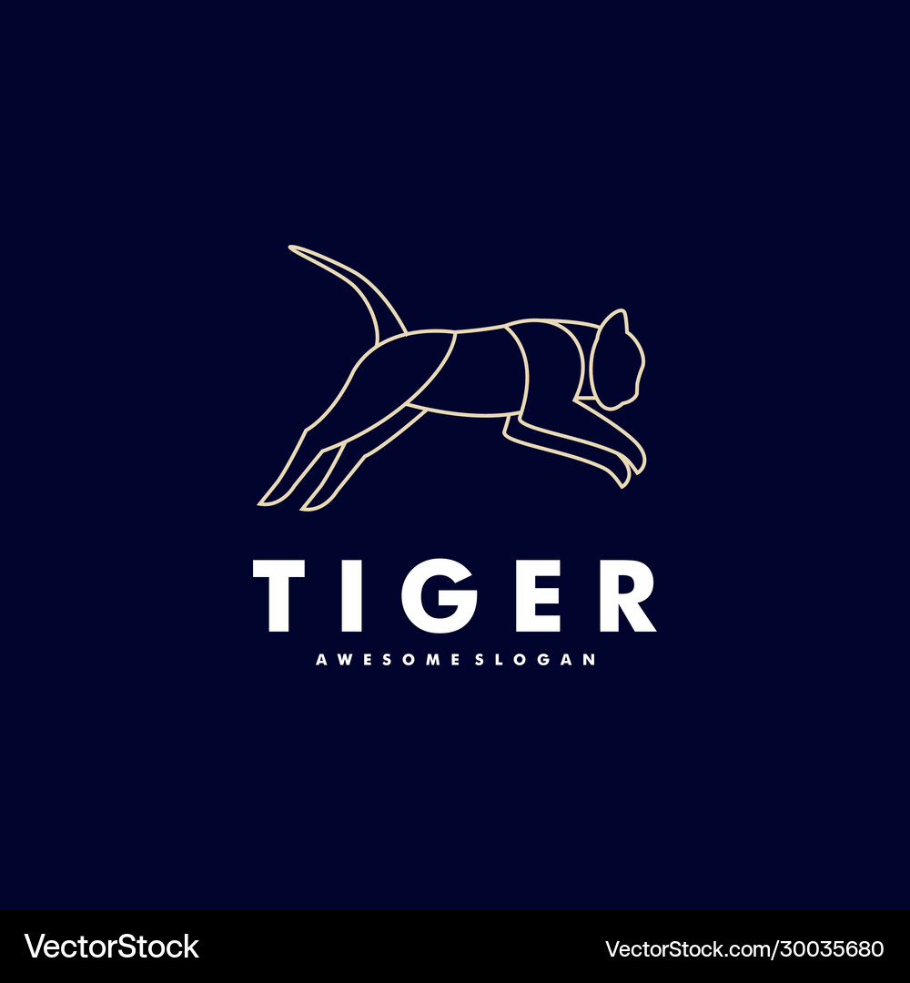 Logo tiger jump line art style Royalty Free Vector Image