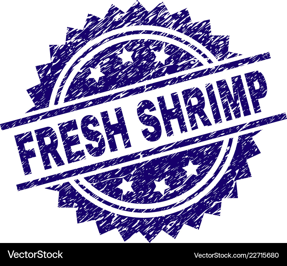 Scratched textured fresh shrimp stamp seal Vector Image