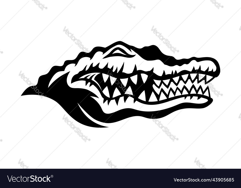 Black icon crocodile Royalty Free Vector Image