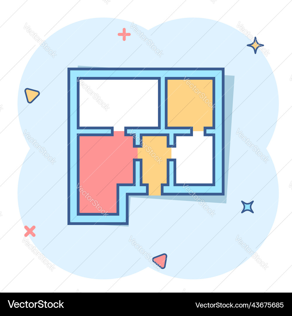 Cartoon house plan icon in comic style architect Vector Image