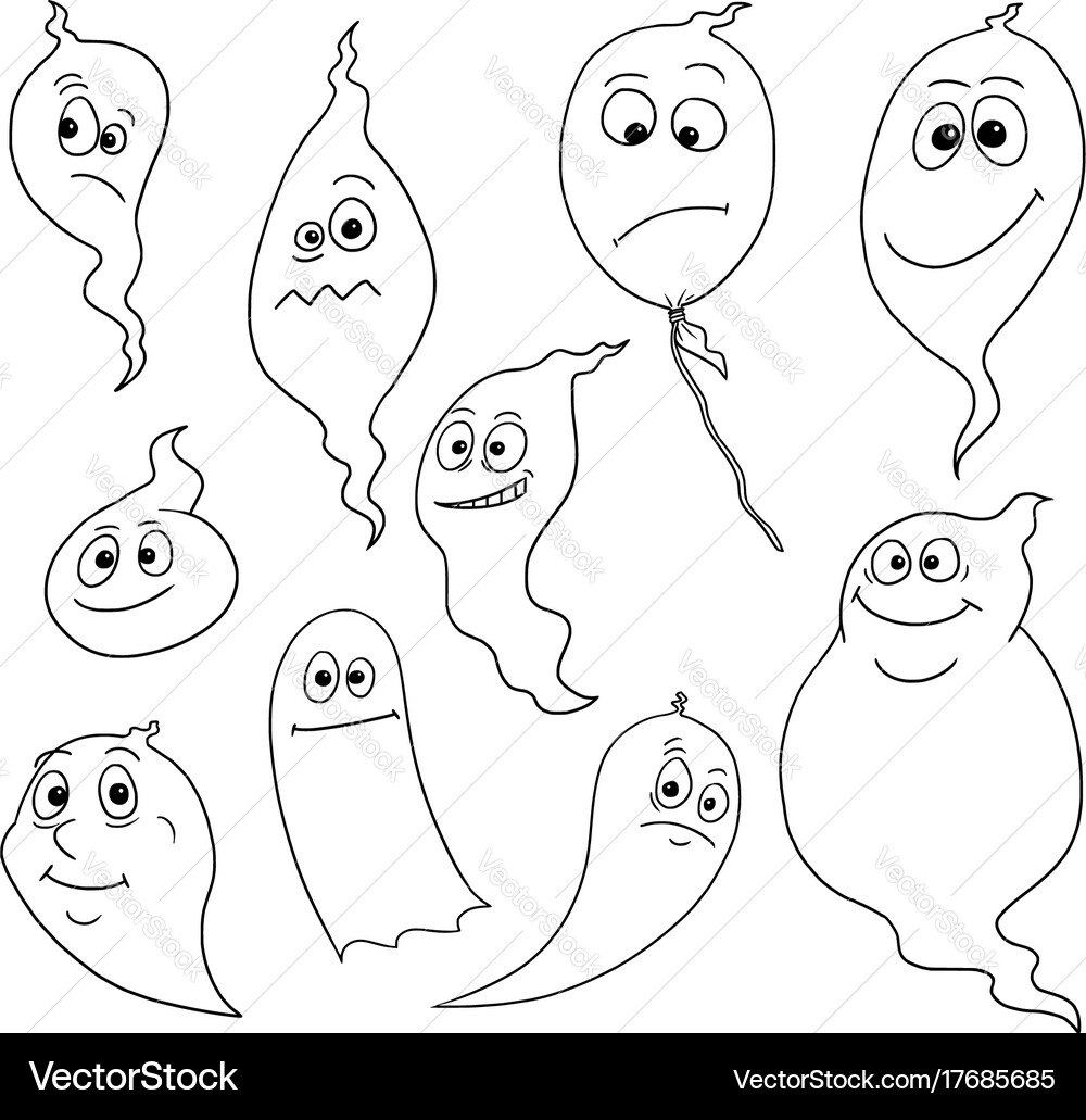 Cartoon set of friendly ghosts Royalty Free Vector Image