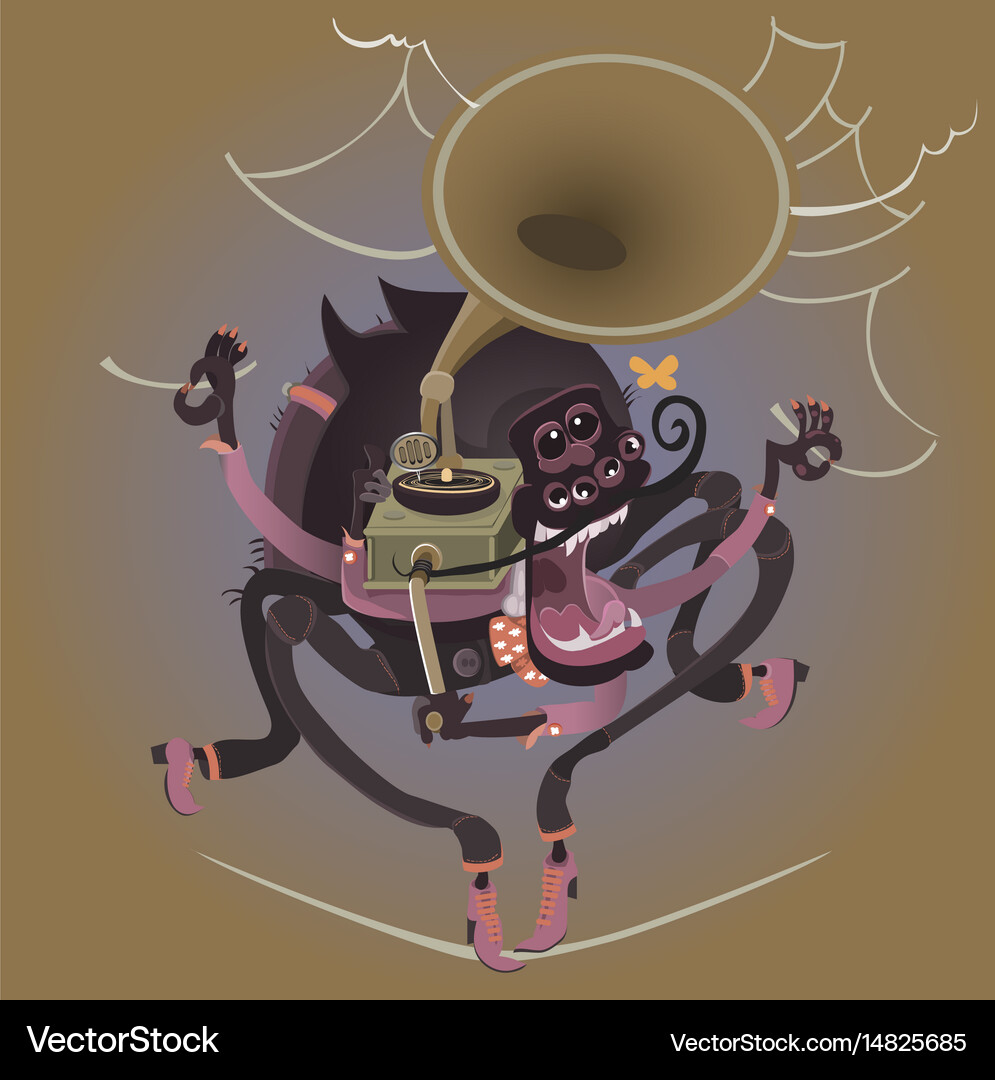 Cartoon spider with nature background Royalty Free Vector