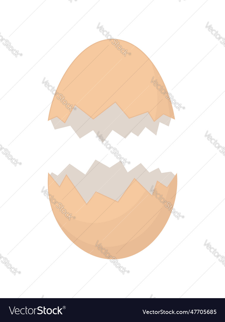 Cracked and broken brown eggshell Royalty Free Vector Image