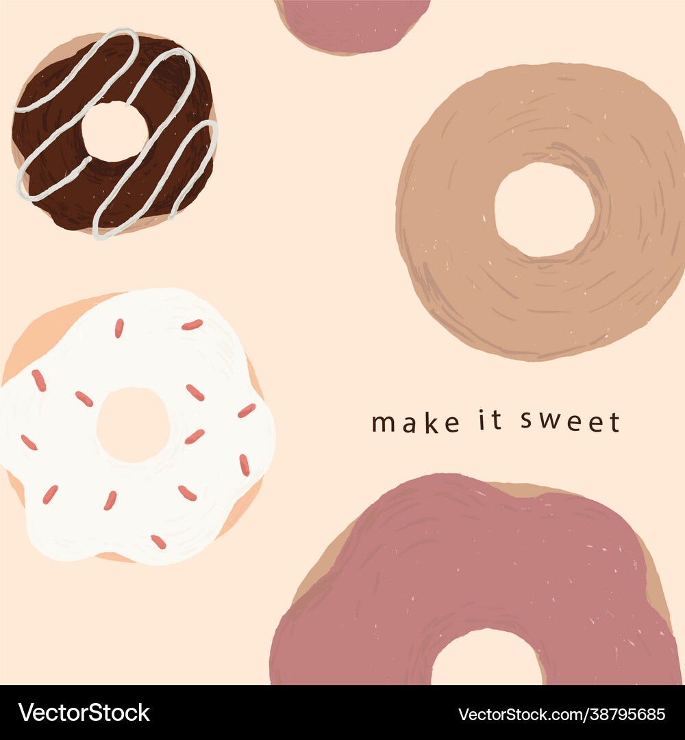 Cute donut template for social media post make Vector Image
