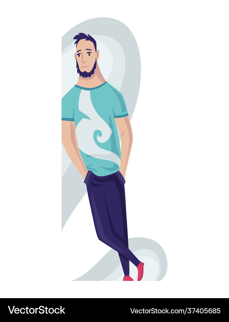 Depressed people sad boy standing lonely Vector Image