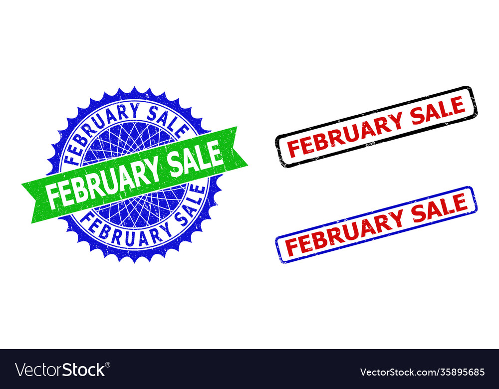 February sale rosette and rectangle bicolor badges
