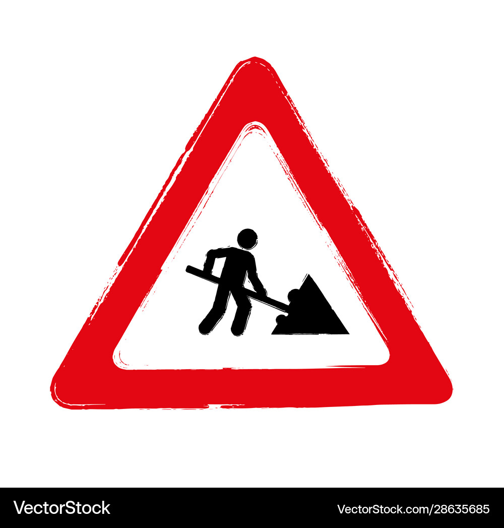 Grunge road works sign Royalty Free Vector Image