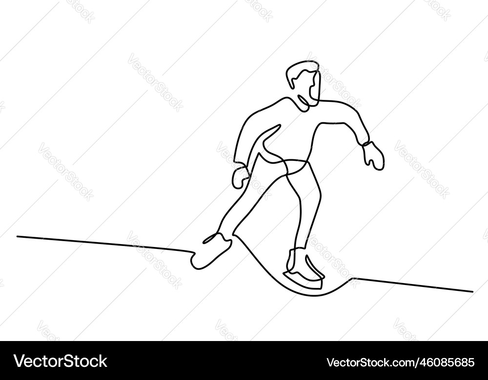 Hand drawing one single continuous line of man Vector Image