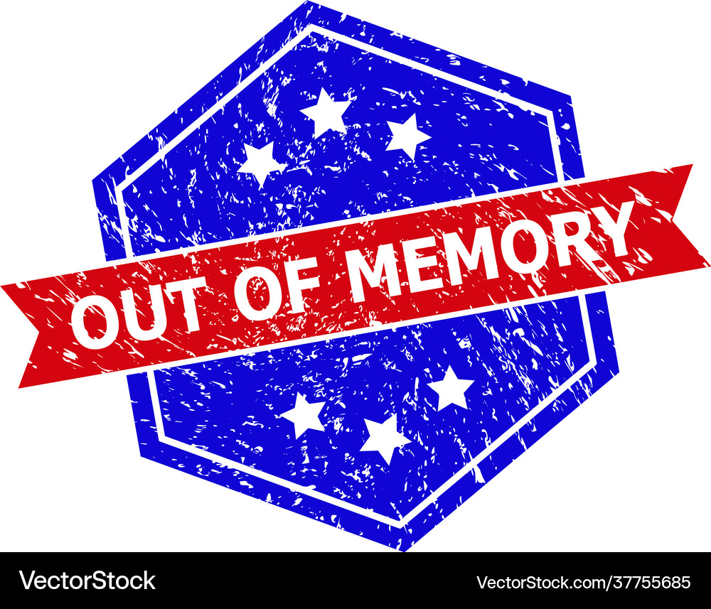 Hexagonal bicolor out of memory stamp seal Vector Image