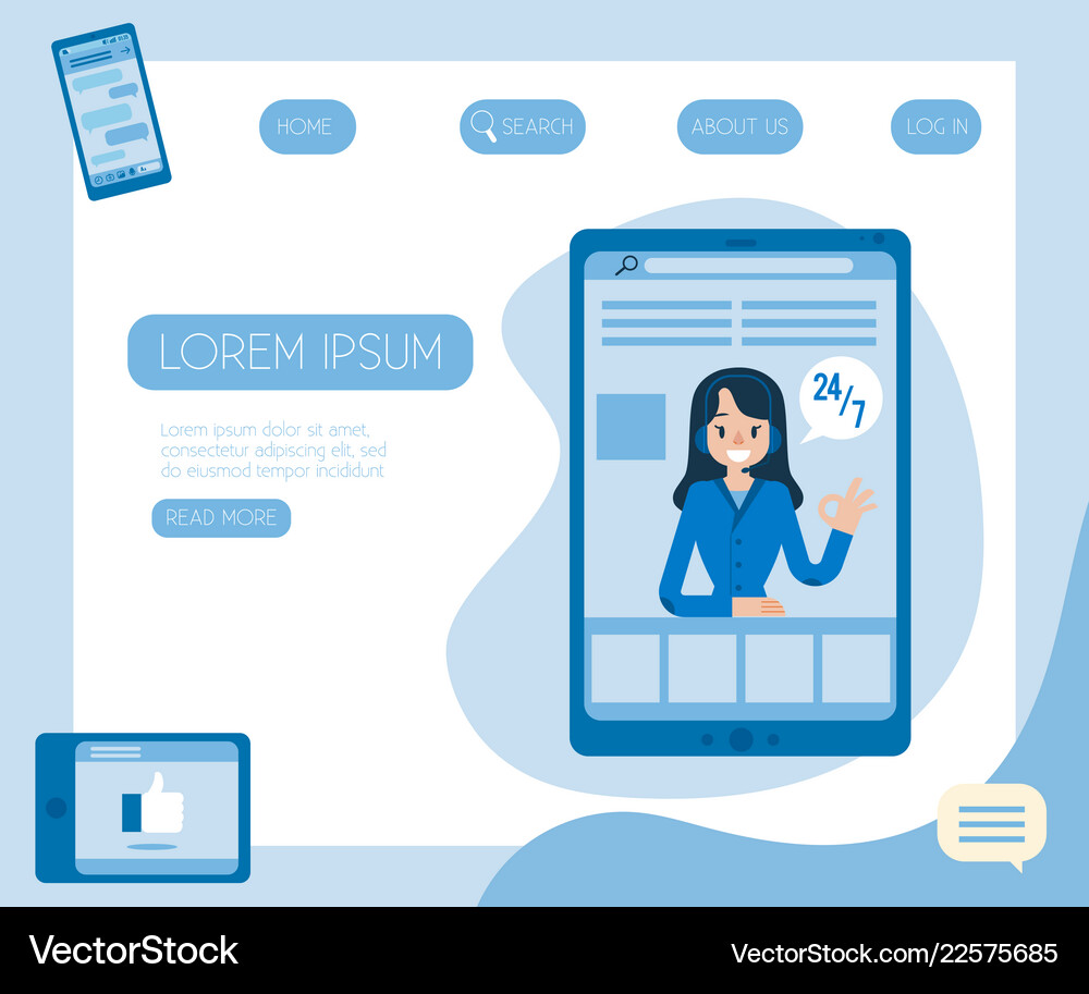 Hotline support and online female assistant Vector Image