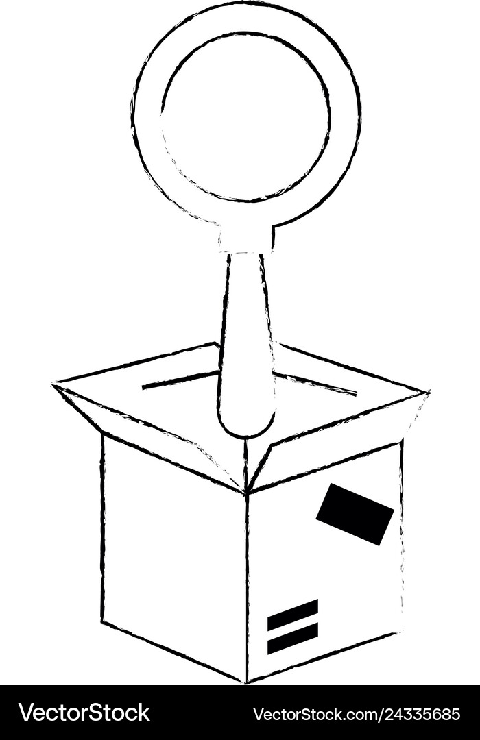 Packing box carton with magnifying glass Vector Image