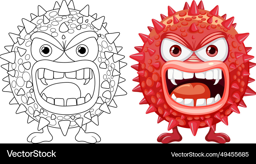 Spiky bacteria germ virus monster cartoon Vector Image