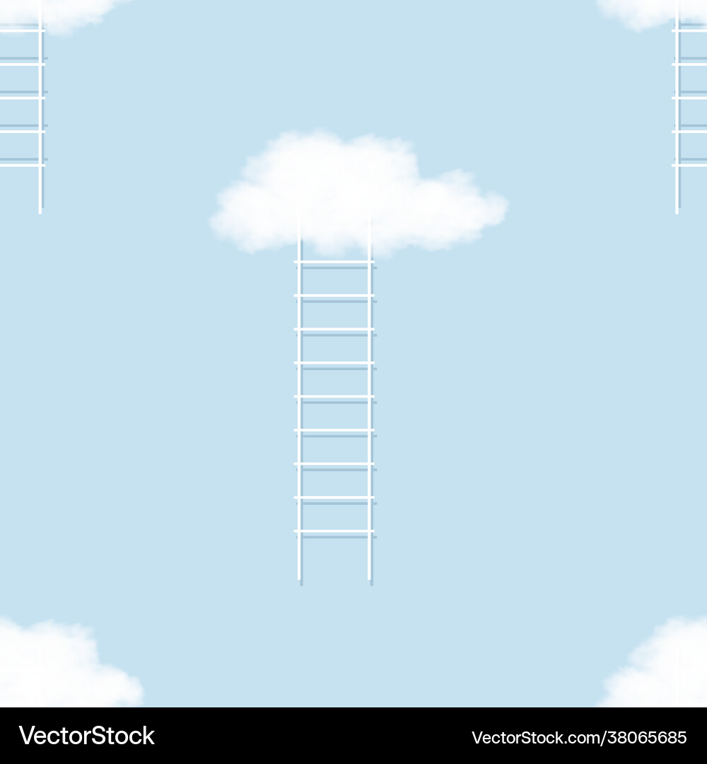 Thought cloud and stair ladder seamless on blue Vector Image