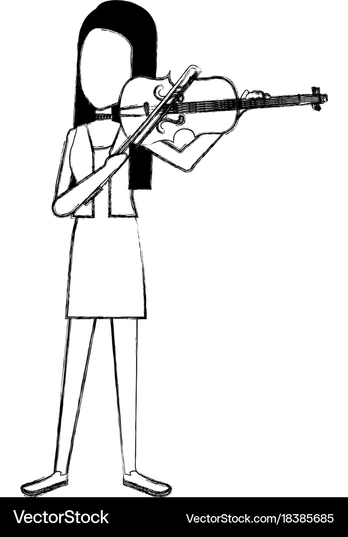 Woman playing fiddle character Royalty Free Vector Image