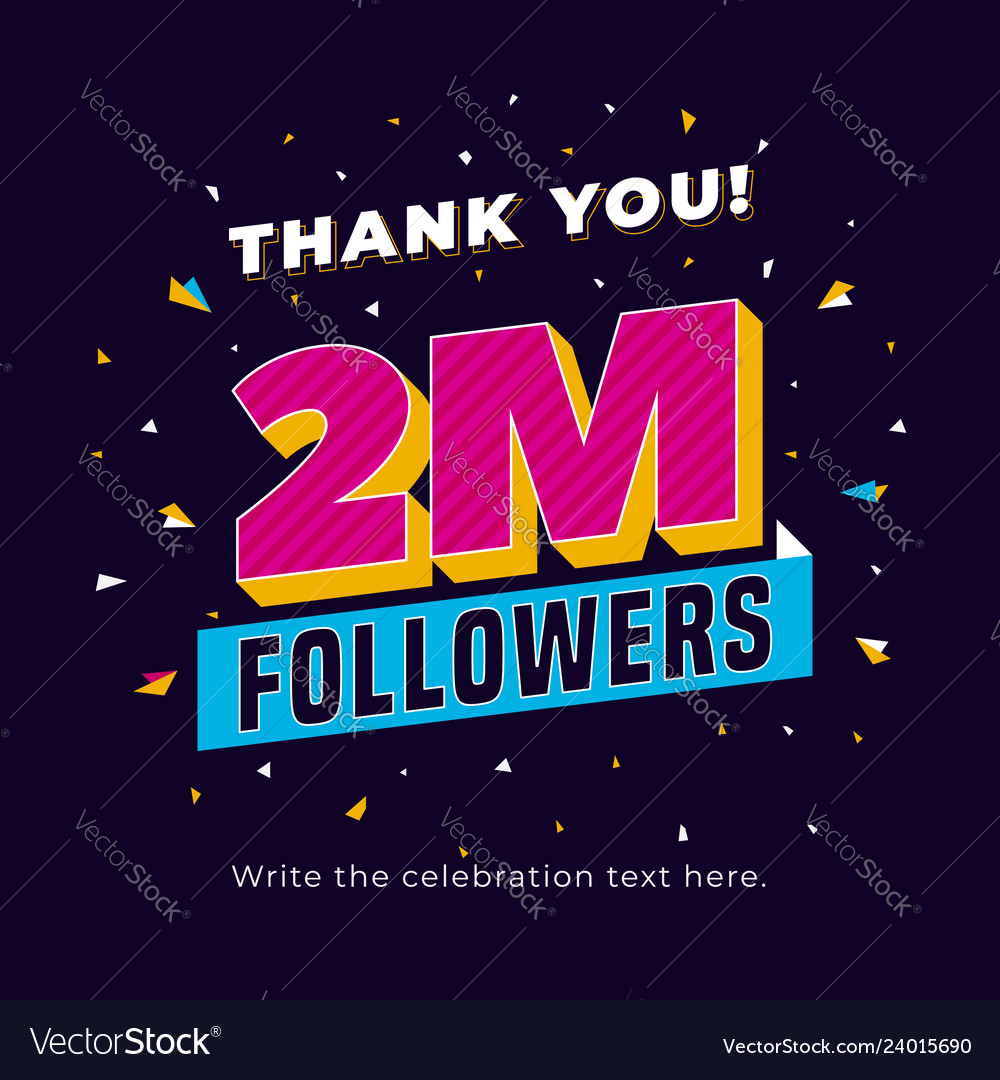 2m followers two million social media Royalty Free Vector