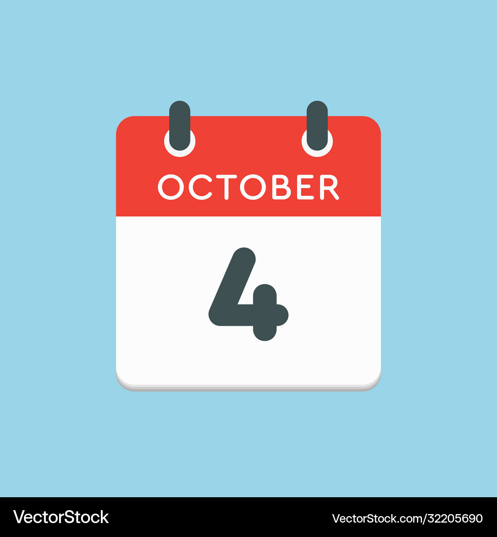 Calendar icon day 4 october template icon date Vector Image