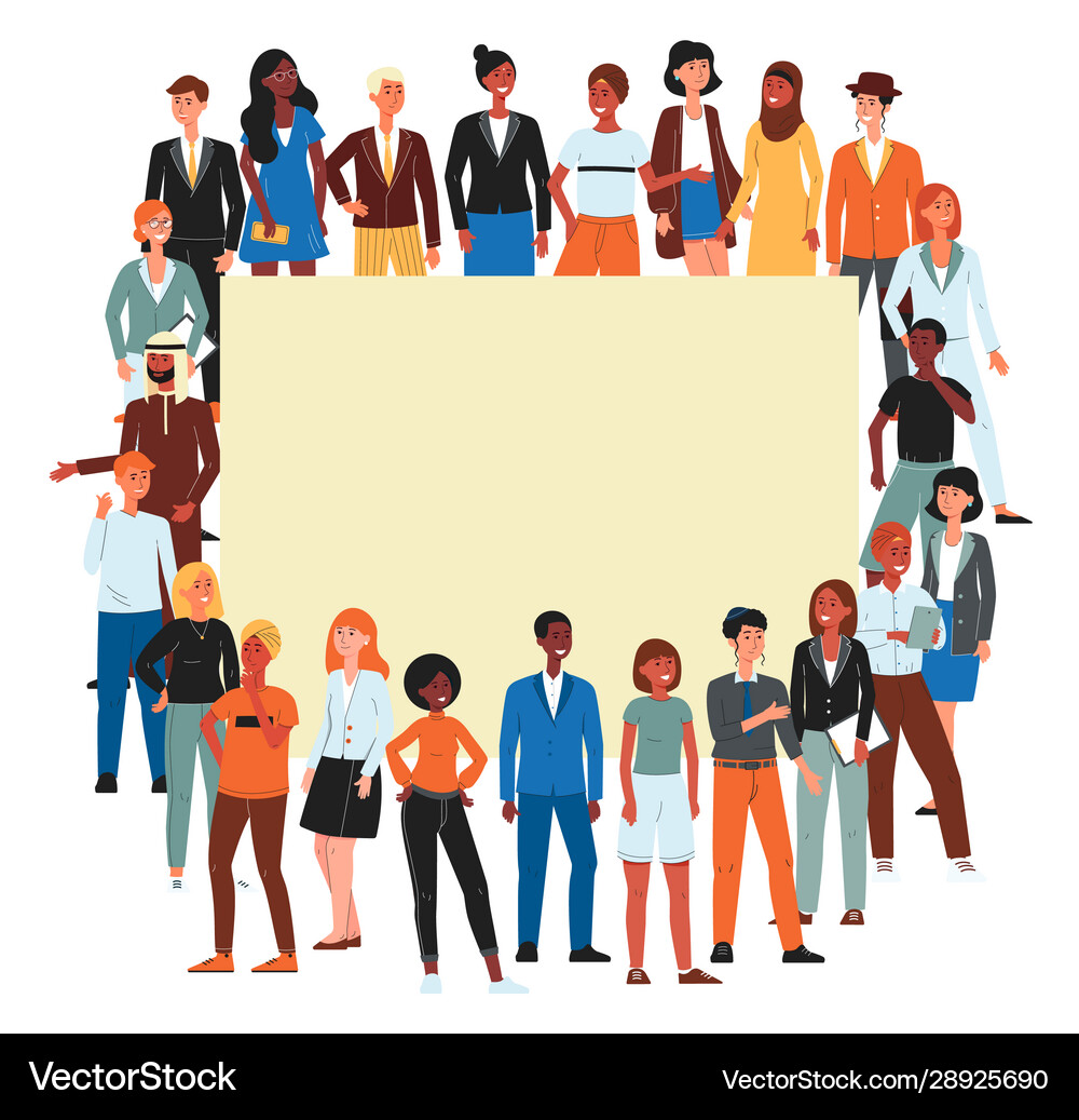 Crowd diverse nations and gender people Royalty Free Vector