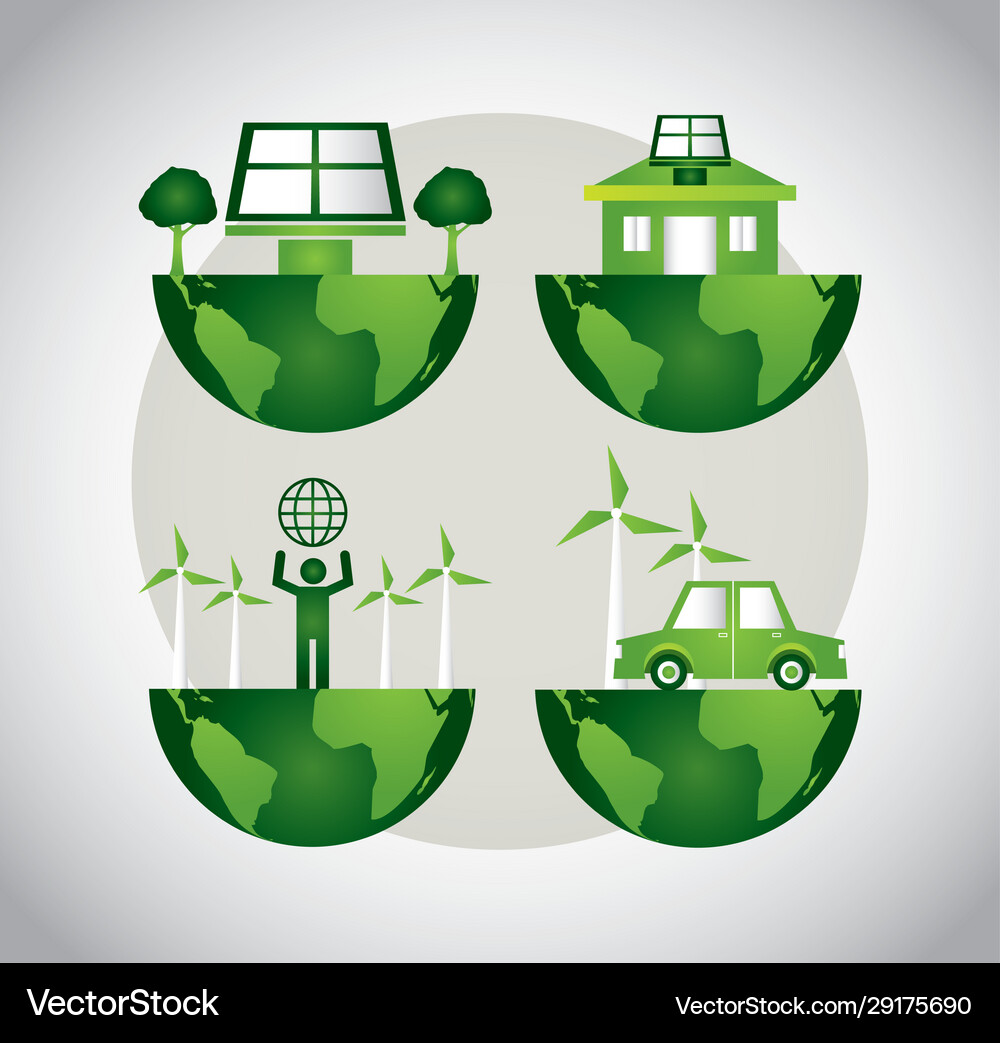 Eco friendly poster with earth planet and set Vector Image