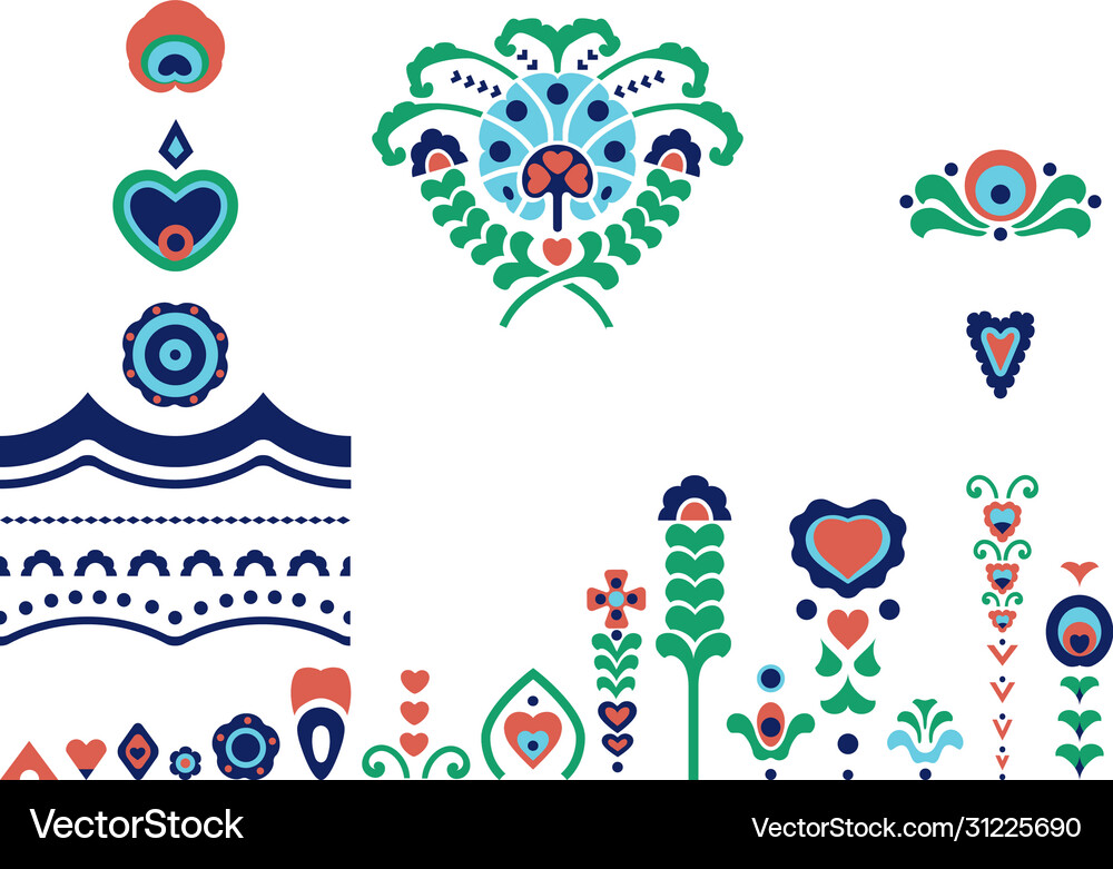 Ethnic symbols and borders collection Royalty Free Vector