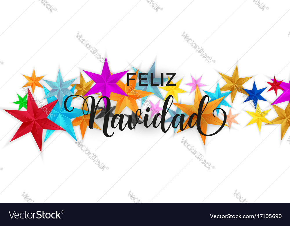 Feliz navidad merry christmas spanish typography Vector Image