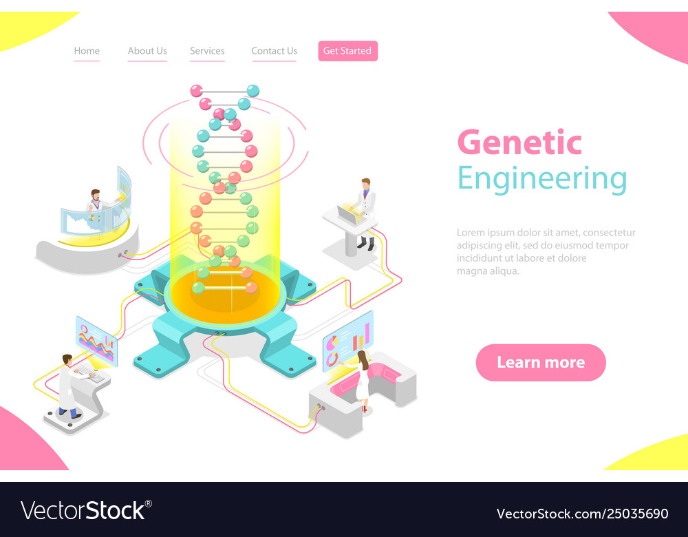 Isometric flat concept genetic Royalty Free Vector Image