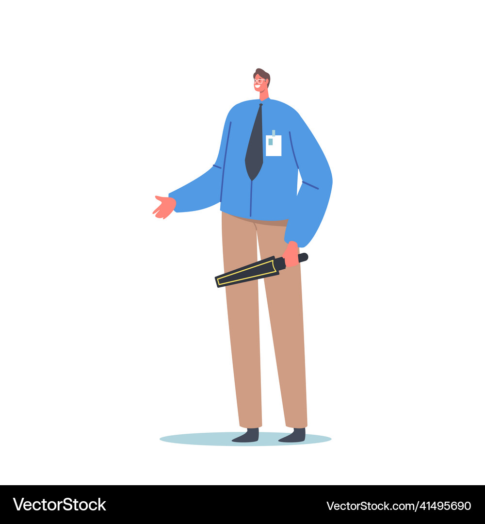 Man officer checkpoint inspector with metal Vector Image