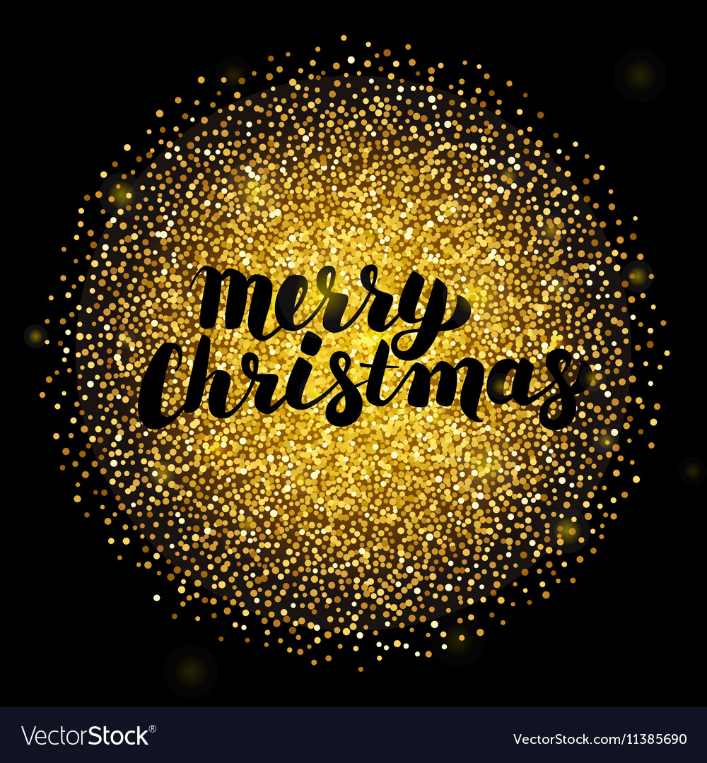 Merry christmas over gold circle Royalty Free Vector Image