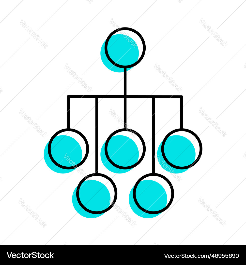 Organization flow chart outline blue icon Vector Image