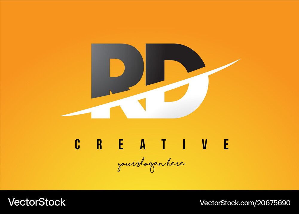 Rd r d letter modern logo design with yellow Vector Image