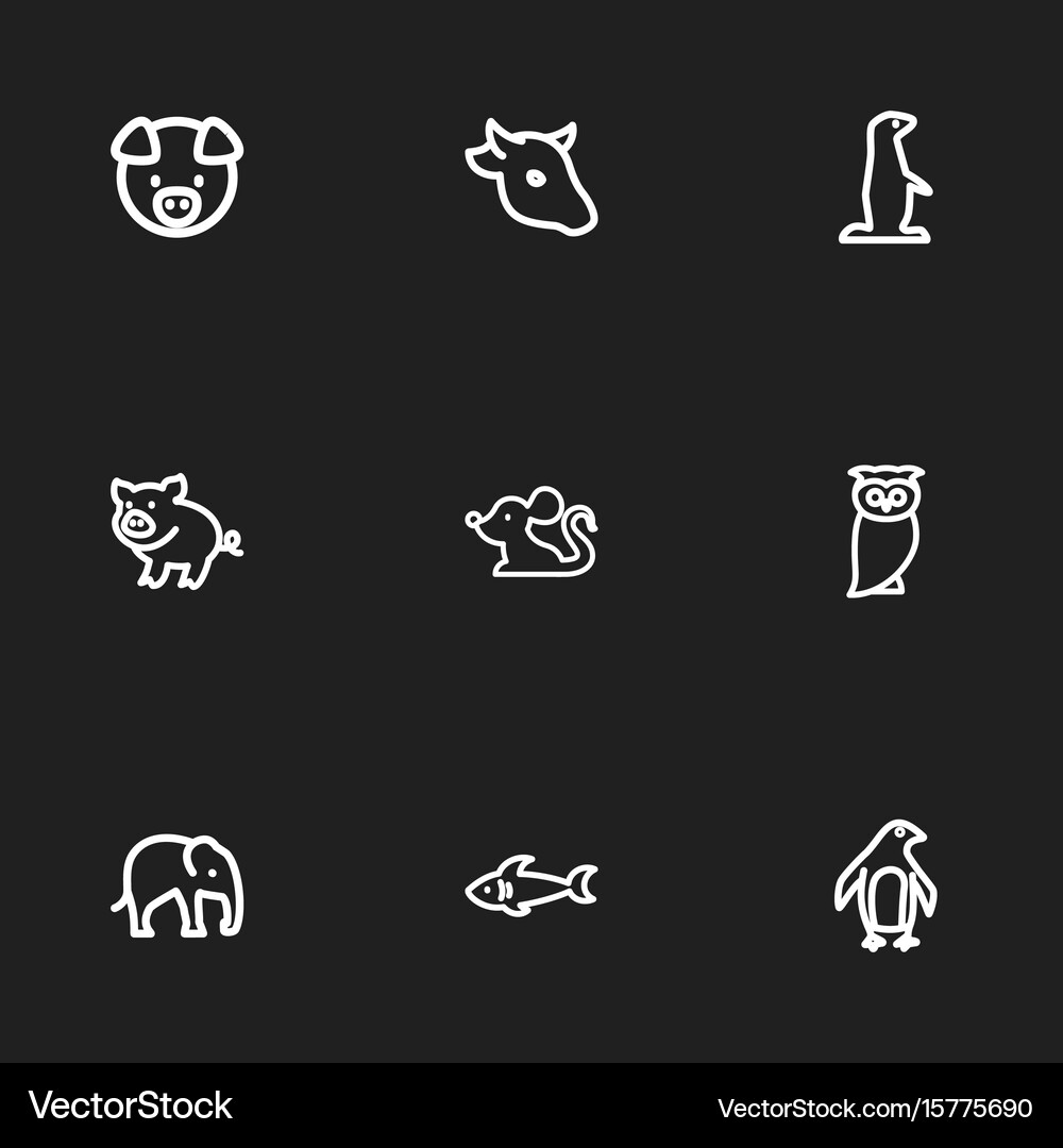 Set 9 editable zoology icons includes symbols Vector Image