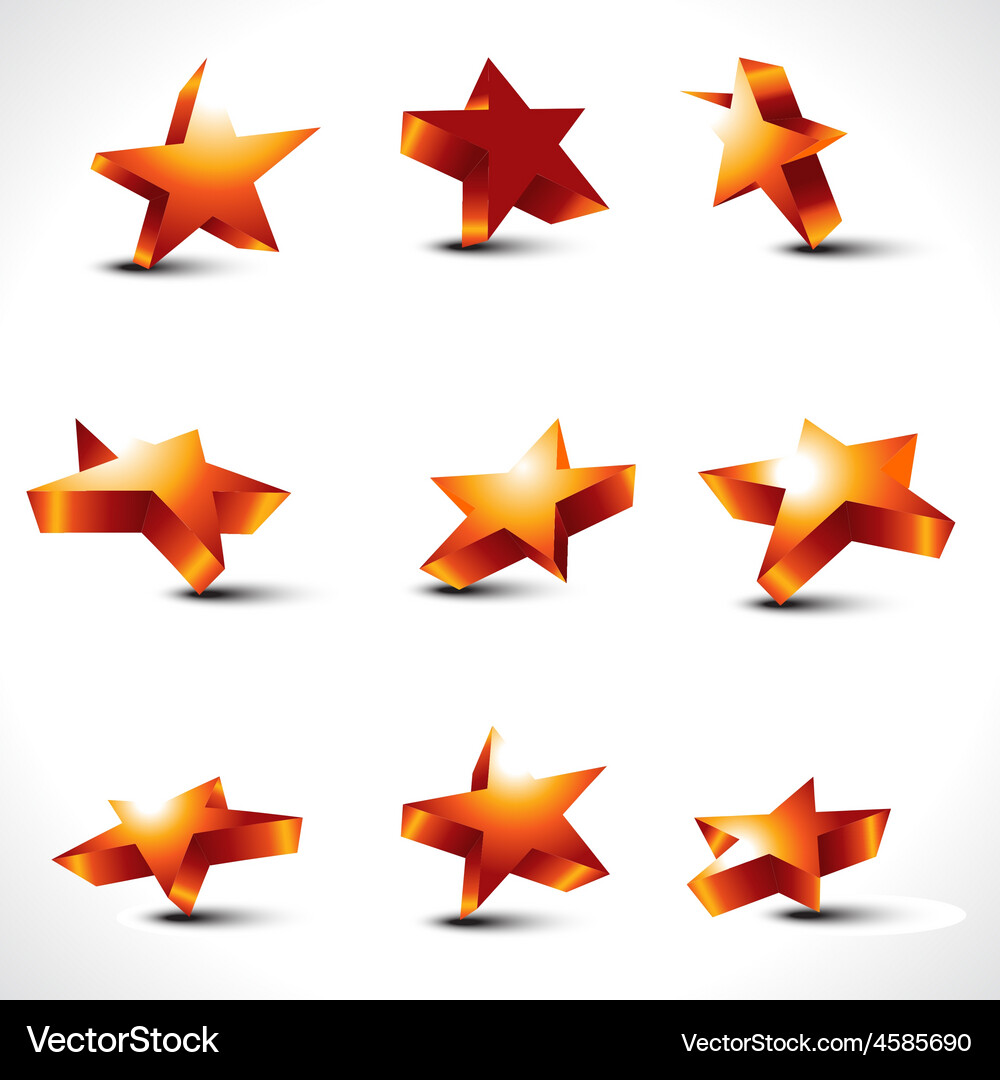 Set of nine different stars Royalty Free Vector Image