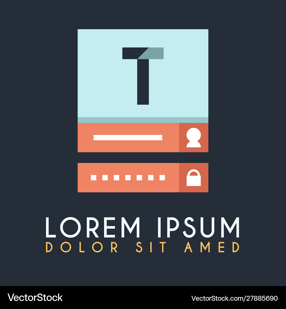 T login security logo design inspiration can Vector Image