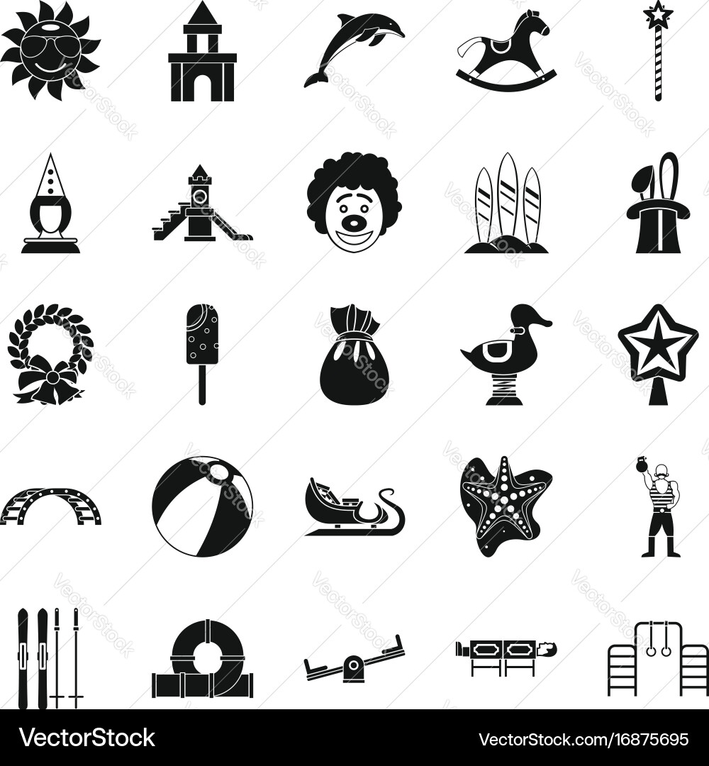 Childish icons set simple style Royalty Free Vector Image