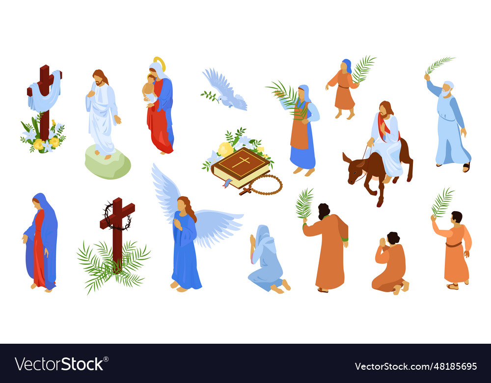 Christ Virgin Mary Set Royalty Free Vector Image