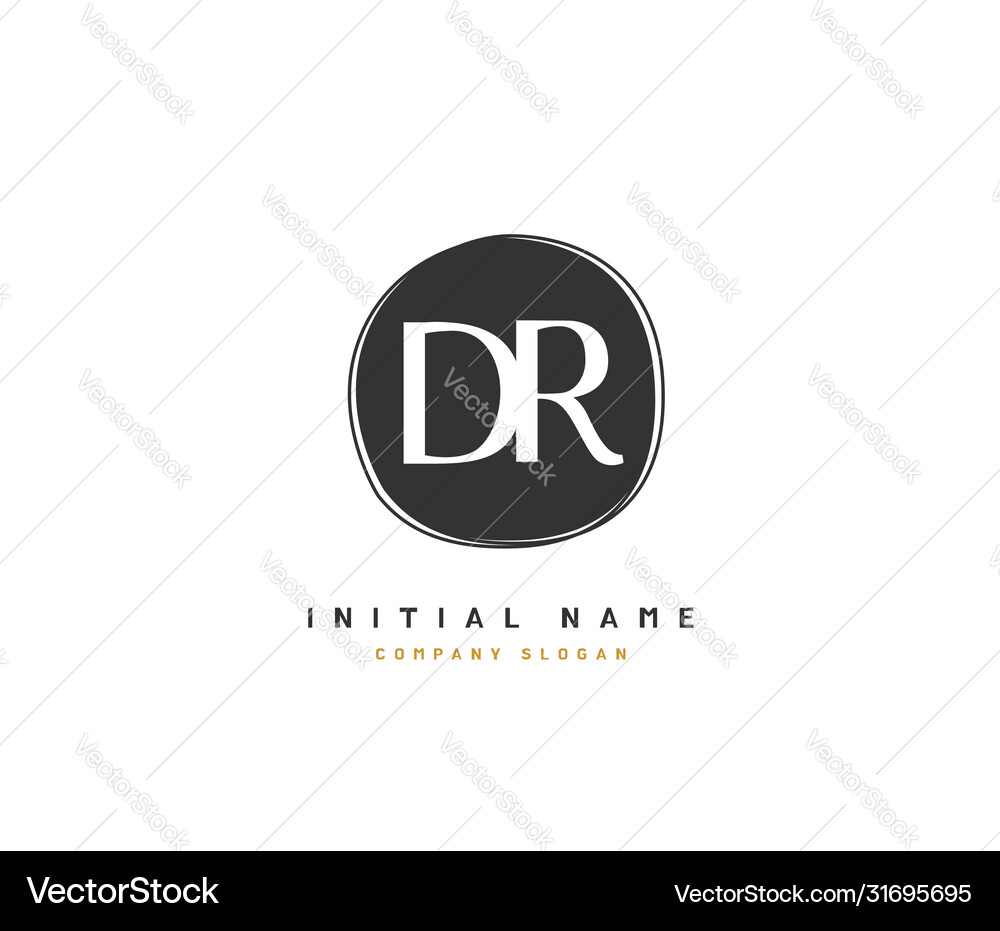 D r dr beauty initial logo handwriting Royalty Free Vector