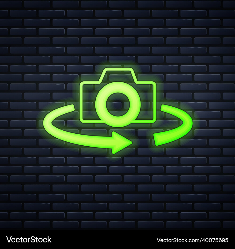 Glowing neon 360 degree view icon isolated Vector Image
