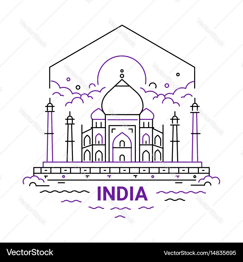India - modern line travel Royalty Free Vector Image