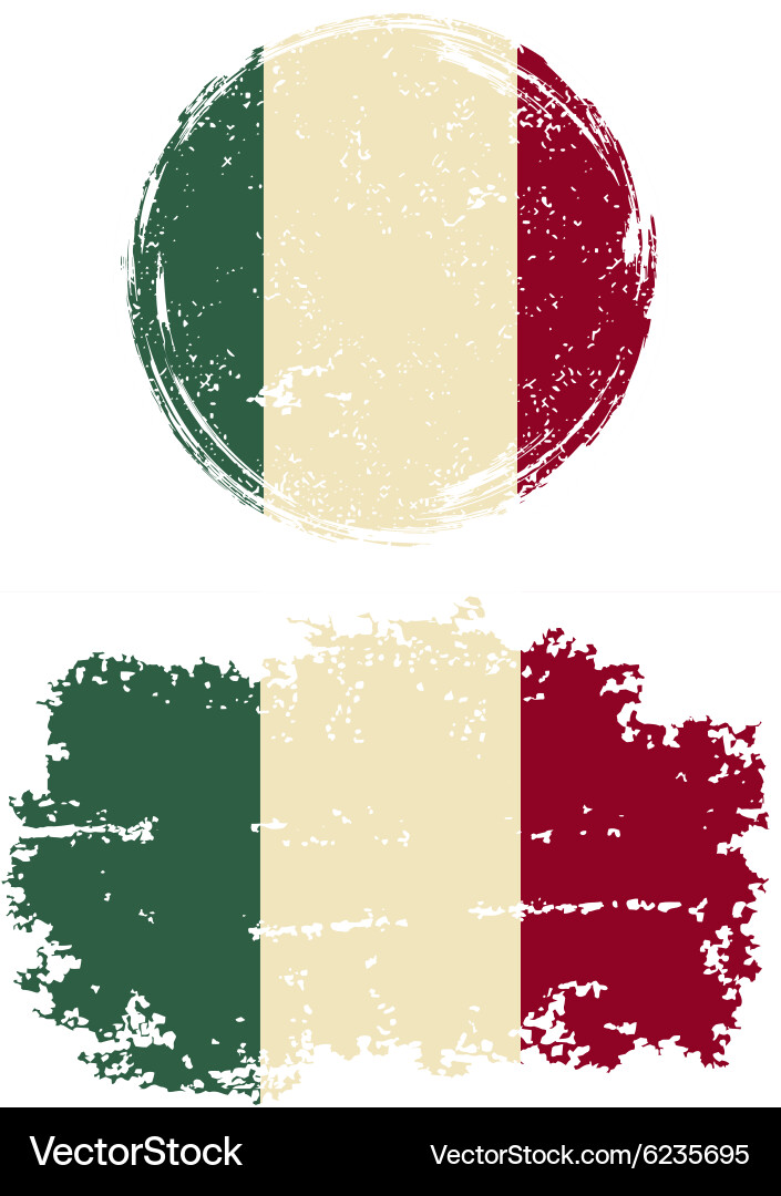 Italian round and square grunge flags Royalty Free Vector