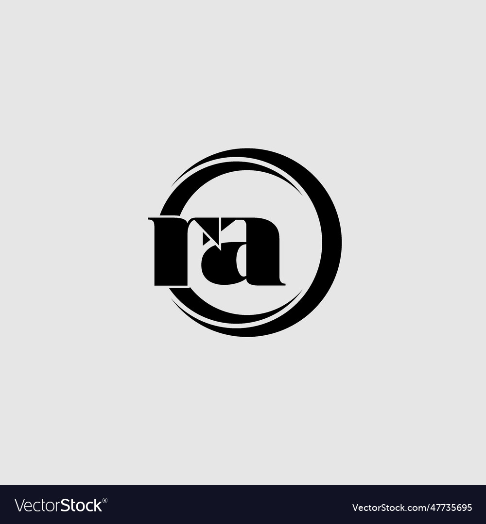 Letters ra simple circle linked line logo Vector Image