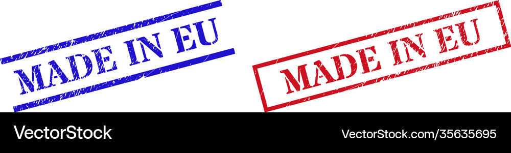 Made in eu grunge rubber stamp seals Royalty Free Vector