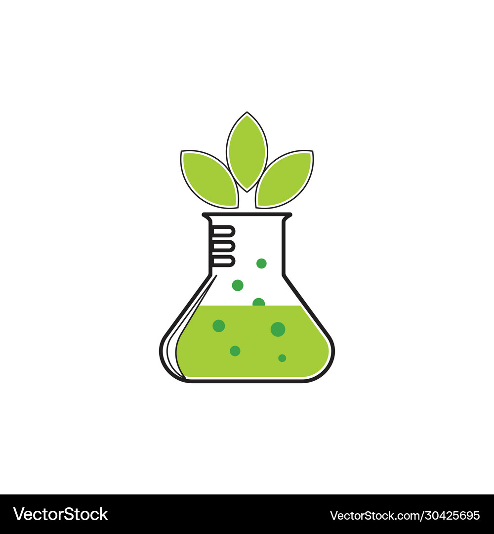 Nature lab glass leaf symbol Royalty Free Vector Image